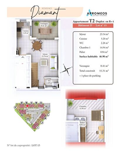 Sainte-Anne : Appartement 2 pièces à vendre