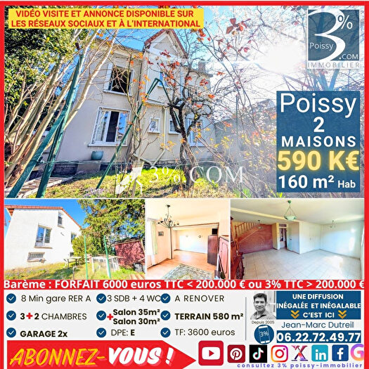 Maison à vendre - Poissy, Foch, Les Sablons - 7 pièces - 5 chambres