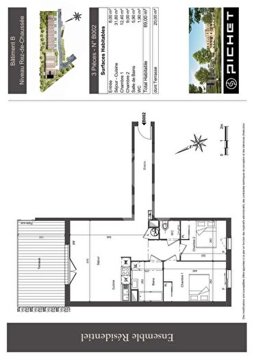 Appartement à louer - Léognan - 3 pièces - 2 chambres