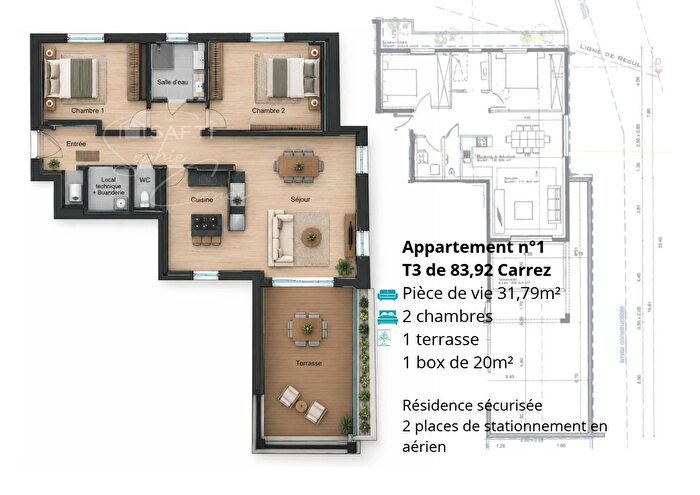 Quimper, Penhars, Penanguer, Corniguel - Appartement 3 pièces à vendre