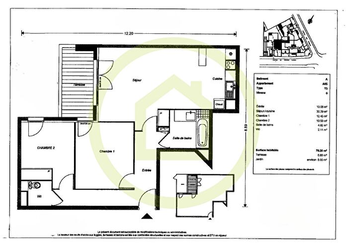 Appartement à vendre - Beauchamp - 3 pièces - 2 chambres