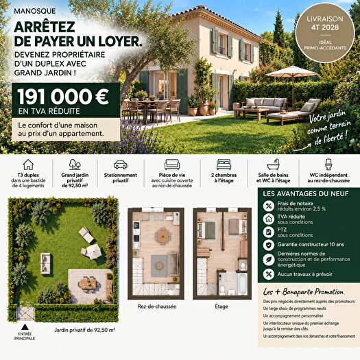Manosque : Maison 3 pièces à vendre