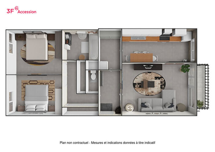 Appartement à vendre - Paray-Vieille-Poste - 3 pièces - 2 chambres