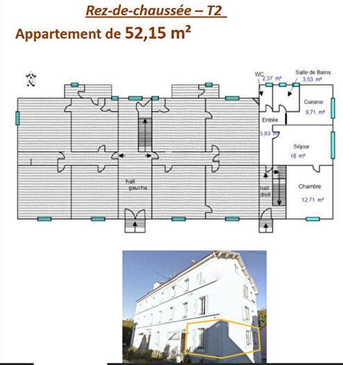 Lons-le-Saunier, Gare, Préfecture, Salines : Appartement 2 pièces à vendre