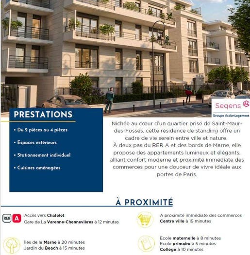 Adamville, Saint-Maur-des-Fossés : Appartement 2 pièces à louer