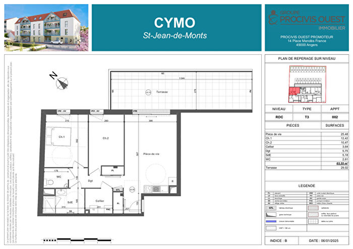 Appartement à vendre - Saint-Jean-de-Monts - 3 pièces - 2 chambres