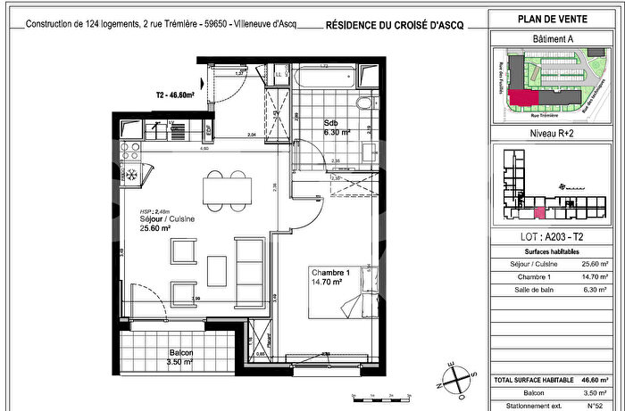 Appartement à louer - Villeneuve-dAscq, Résidence Triolo - 2 pièces - 1 chambre