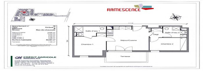 Appartement à louer - Tournefeuille, Ecarts - 3 pièces - 2 chambres