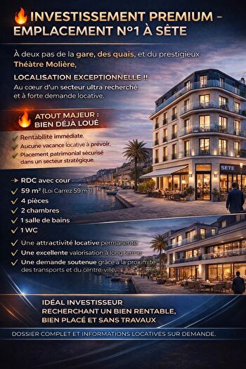 Appartement à vendre - Sète, Centre-ville - 4 pièces - 3 chambres