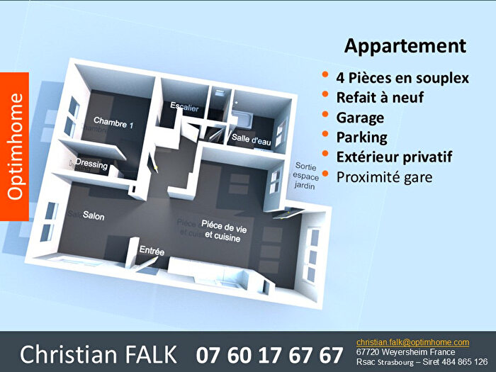 Appartement à vendre - Weyersheim - 4 pièces - 3 chambres