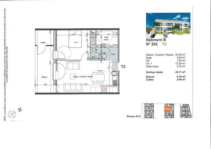 Appartement à vendre - Saujon - 2 pièces - 1 chambre