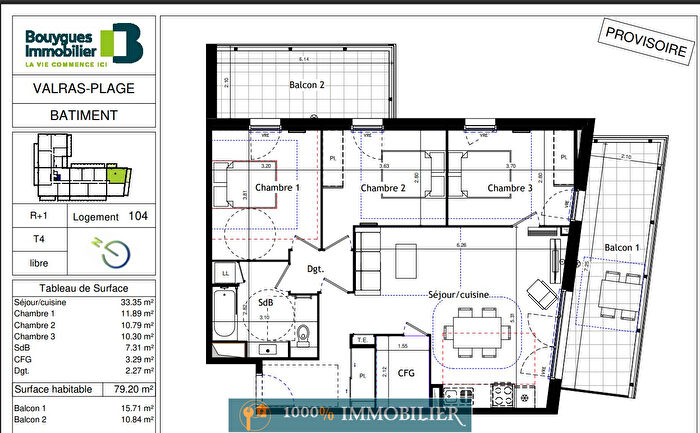 Appartement à vendre - Valras-Plage, Elysées, Cami Founjut - 4 pièces - 3 chambres