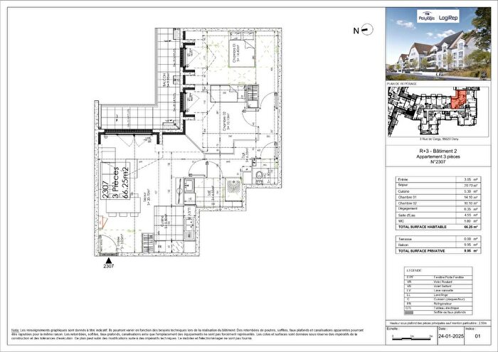 Osny, Vauvarois - Appartement 3 pièces à louer