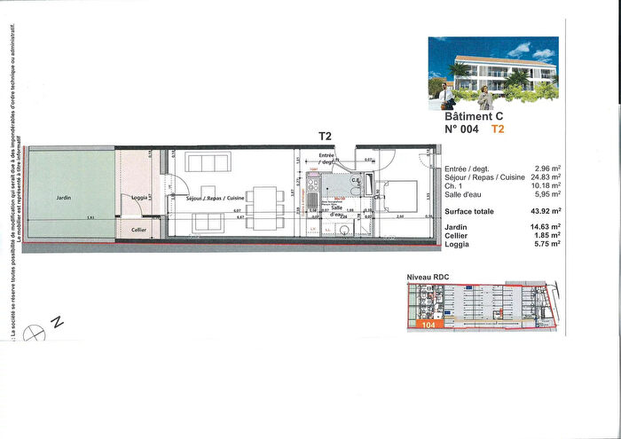 Appartement à vendre - Saujon - 2 pièces - 1 chambre