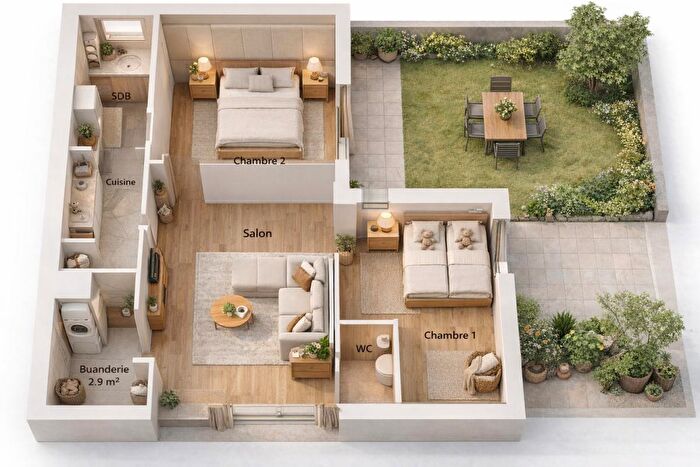 Appartement à vendre - Villeurbanne, Grand Clément - 3 pièces - 2 chambres