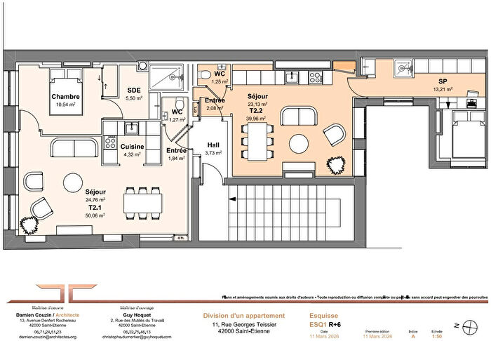 Appartement à vendre - Saint-Étienne, Centre-ville, Peuple, Chavanelle - 3 pièces - 2 chambres