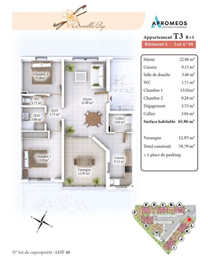 Appartement 3 pièces à vendre à Sainte-Anne