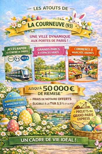 Appartement à vendre - La Courneuve, Centre-ville - 4 pièces - 3 chambres