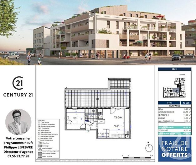 Appartement à vendre - Cucq - 2 pièces - 1 chambre