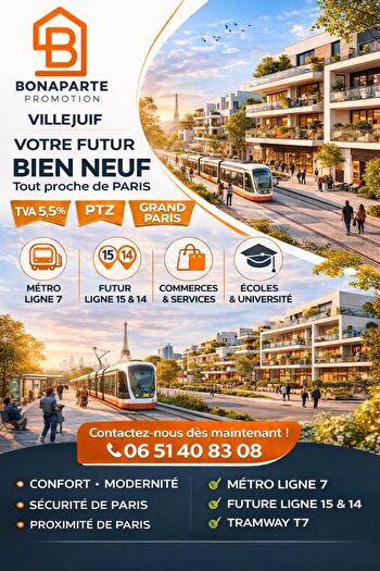 Appartement à vendre - Villejuif, Centre-ville - 3 pièces - 2 chambres