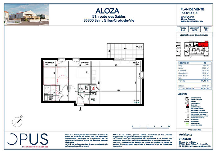 Appartement à vendre - Saint-Gilles-Croix-de-Vie - 3 pièces - 2 chambres