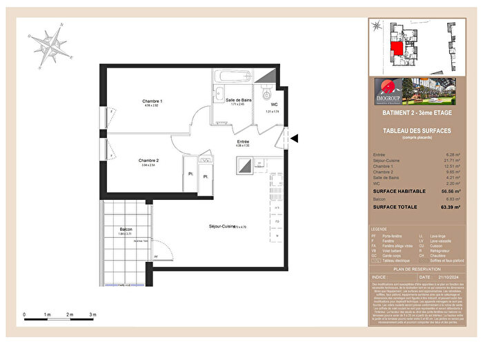 Appartement à vendre - Thonon-les-Bains, Ouest - 3 pièces - 2 chambres