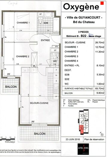 Appartement à louer - Bois de la Grille, Guyancourt - 3 pièces - 2 chambres