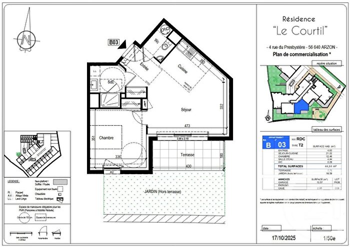 Appartement à vendre - Arzon - 2 pièces - 1 chambre