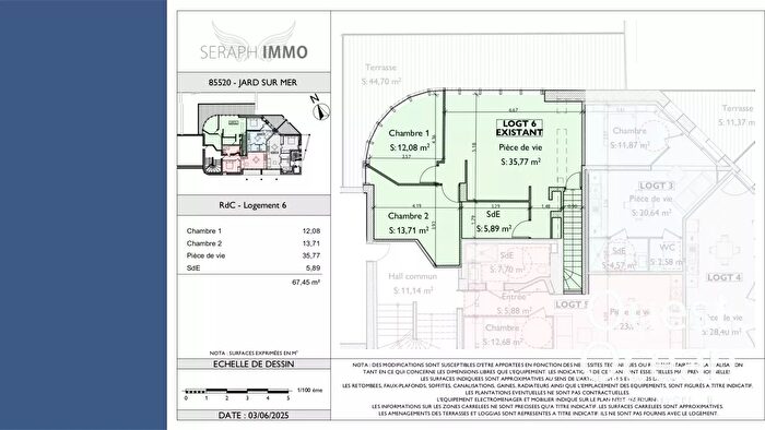 Appartement à vendre - Jard-sur-Mer - 3 pièces - 2 chambres