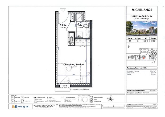 Appartement à louer - Saint-Nazaire, Ouest - 1 pièce