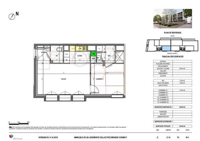 Appartement à louer - Reims, Clairmarais, Charles Arnould - 2 pièces - 1 chambre