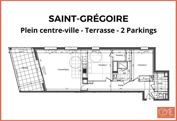 Appartement 3 pièces à Saint-Grégoire, à vendre
