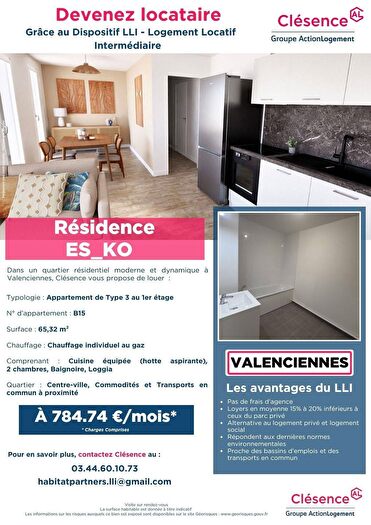 Cheminots-Acacias-Faubourg de Lille, Valenciennes : Appartement 3 pièces à louer