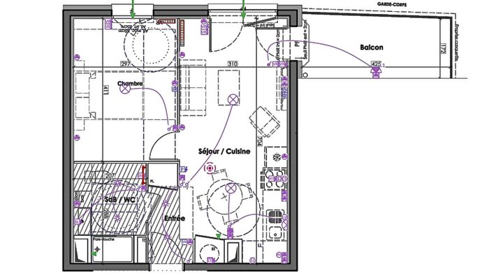 Appartement à vendre - Claix - 2 pièces - 1 chambre