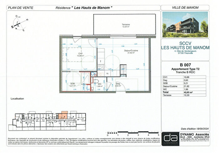 Appartement à vendre - Manom - 2 pièces - 1 chambre