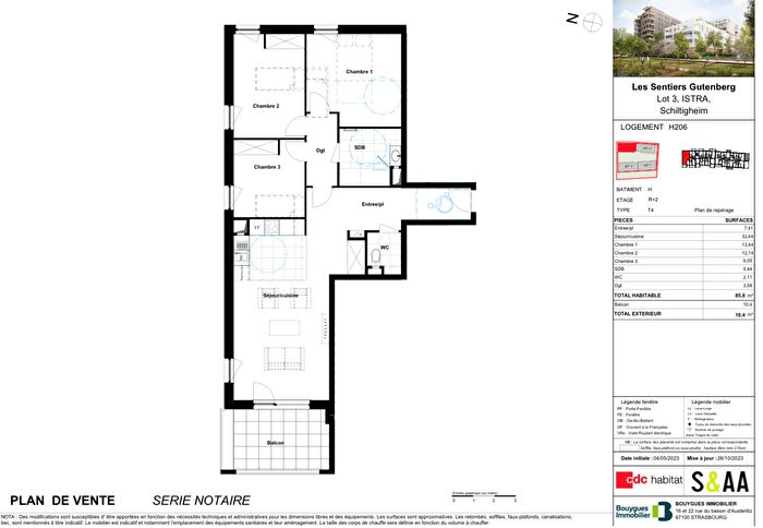 Schiltigheim, Ecrivains, Trois Epis : Appartement 4 pièces à louer
