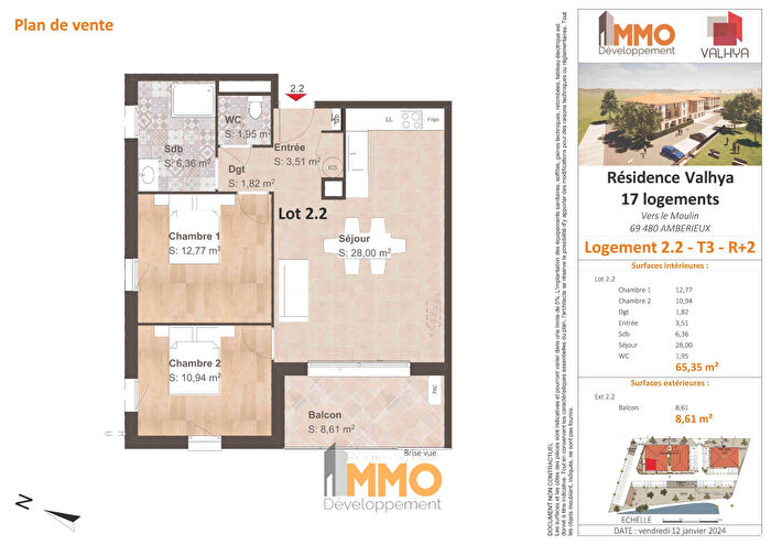 Appartement 3 pièces à vendre à Ambérieux