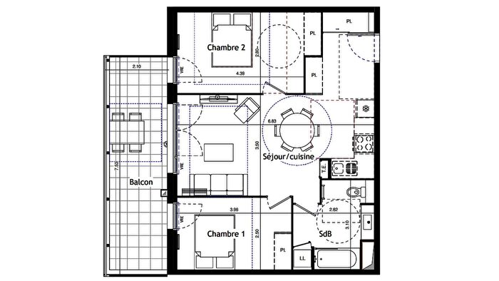 Appartement à vendre - Valras-Plage, Elysées, Cami Founjut - 3 pièces - 2 chambres
